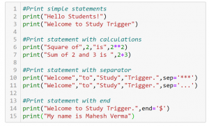 Variables and Input/Output Statements in Python - Study Trigger