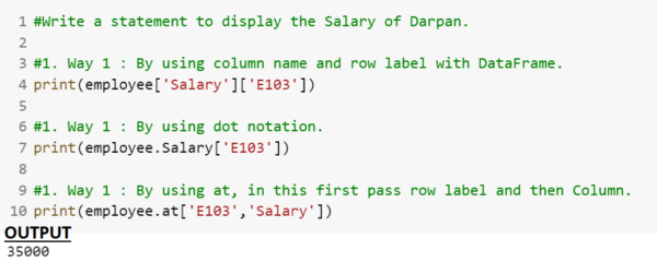DataFrame Practice Questions with Solutions (Part-2 Accessing DataFrame ...