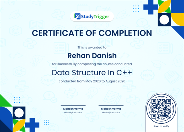 Student Certificate page - Study Trigger