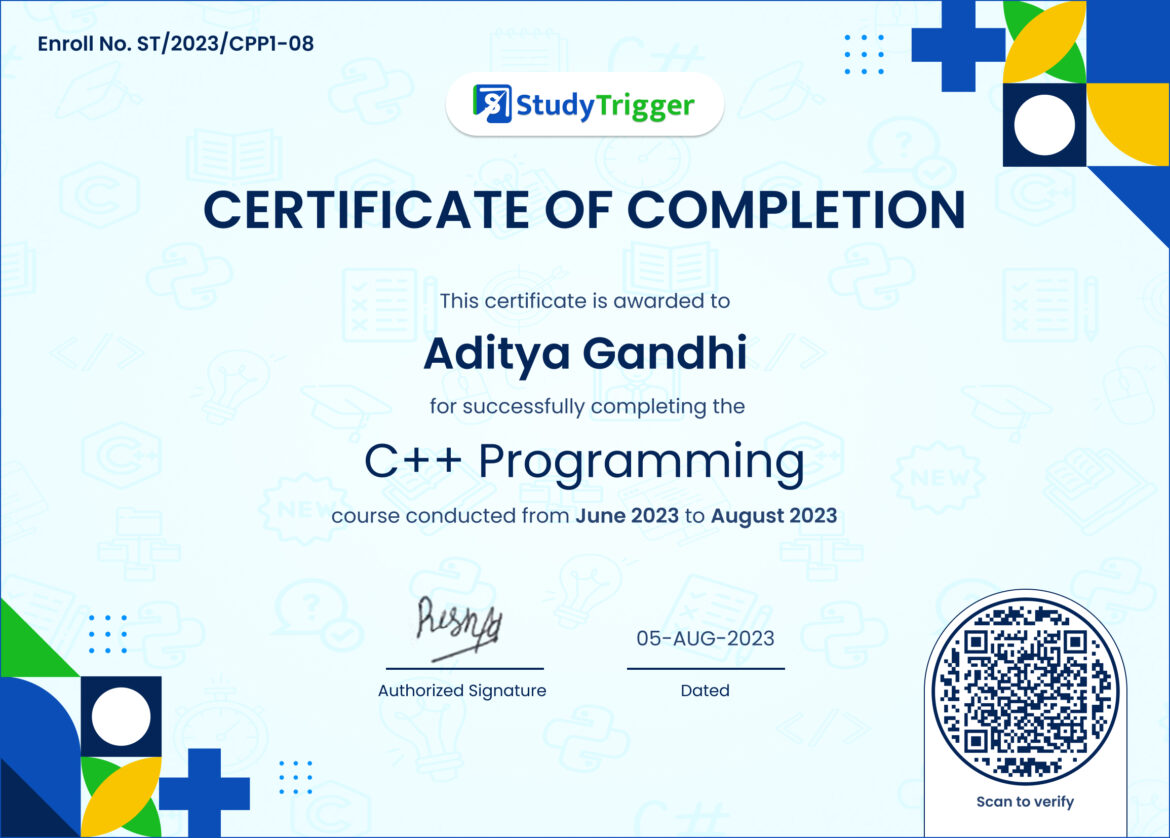Aditya Gandhi certificate - Study Trigger