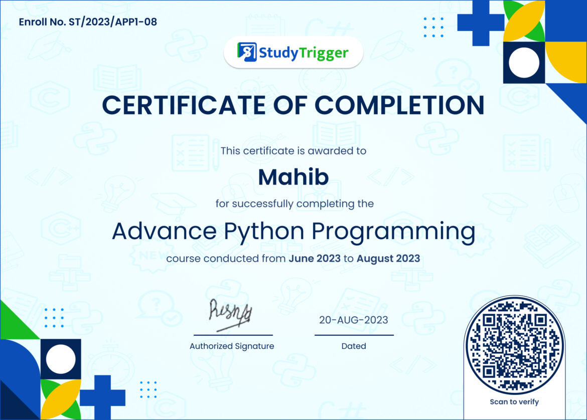 Mahib certificate - Study Trigger