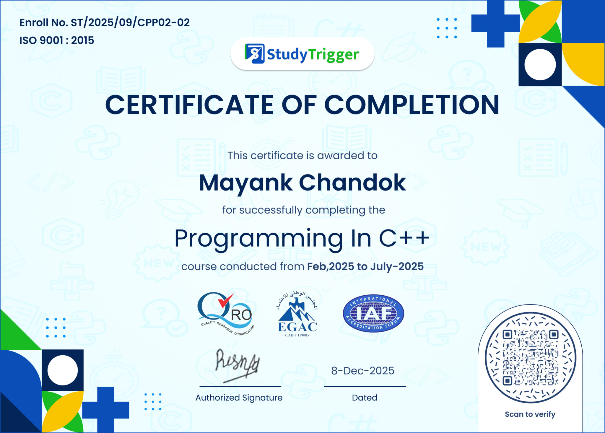 Mayank Chandok Programming in C++ - Study Trigger